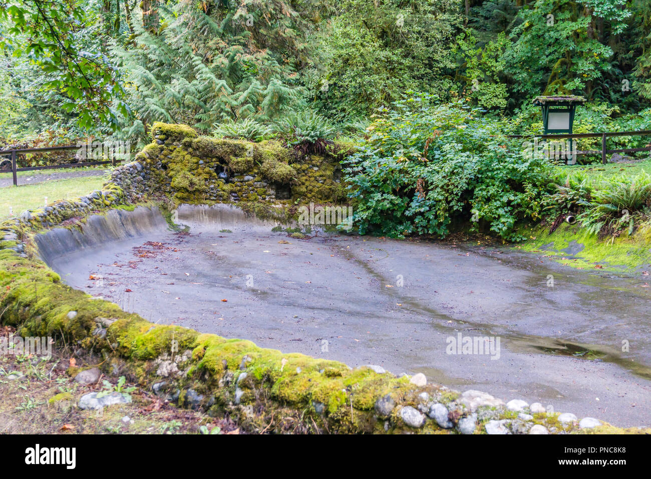 An empty fish pond at Flaming Geyser State Park in Washington State ...