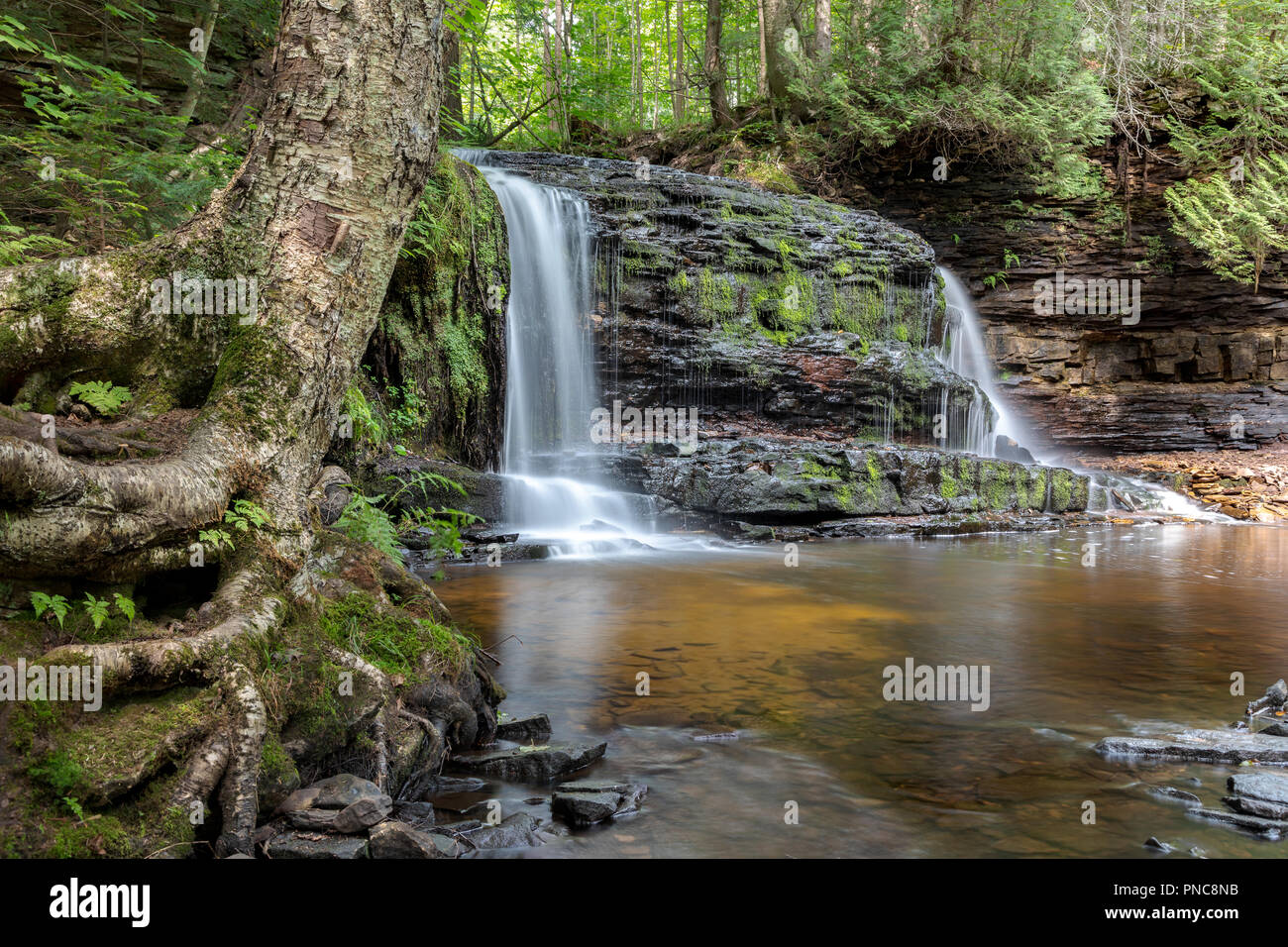 Rock River Falls is a waterfall deep in the woods near Munising and ...