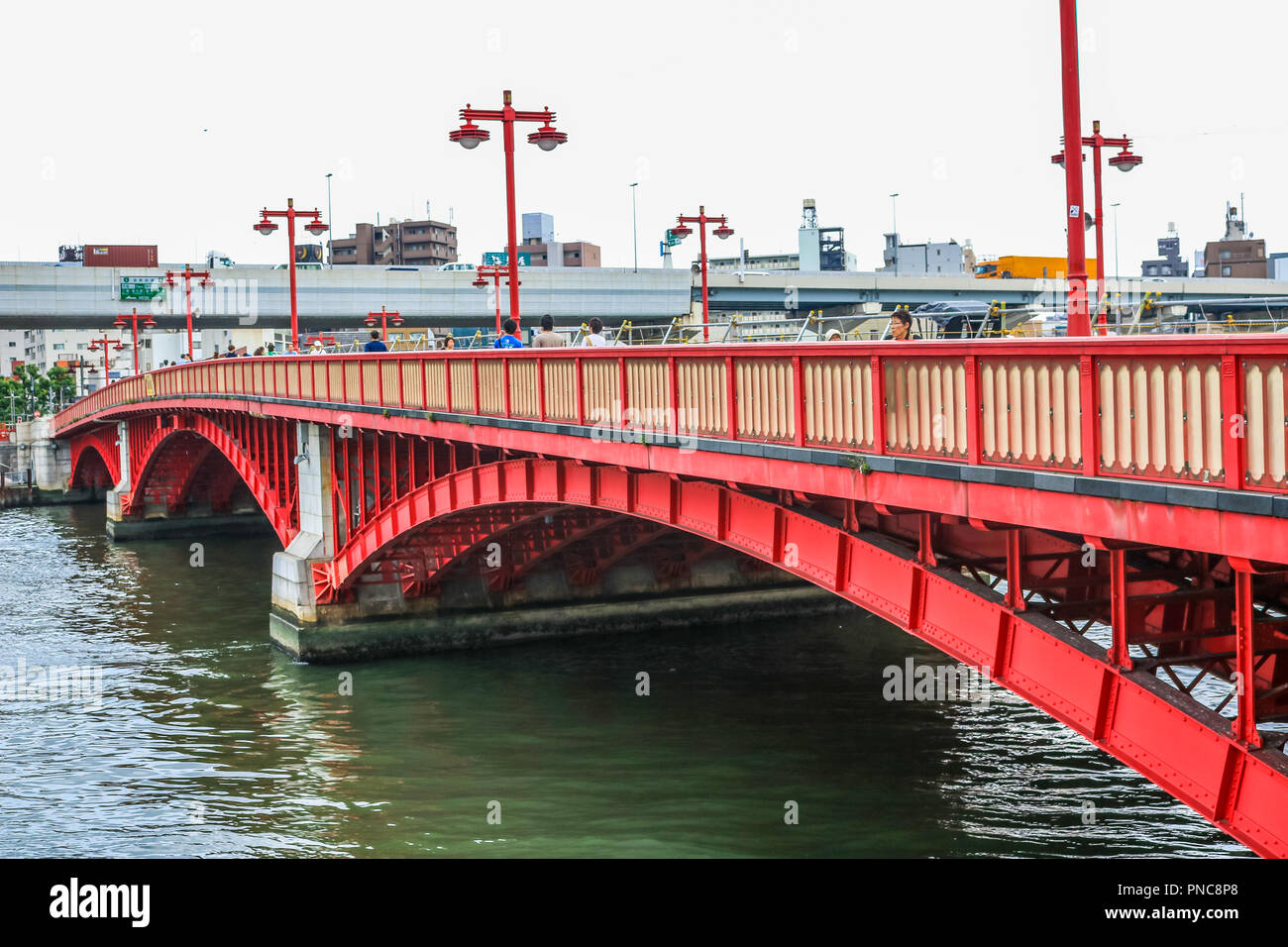 Beautiful Azumabashi Bridge over Sumida River, Tokyo, Japan Stock Photo ...