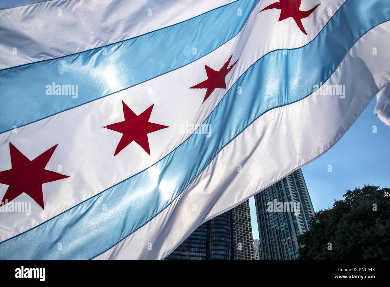 Flag of the city of Chicago Stock Photo - Alamy