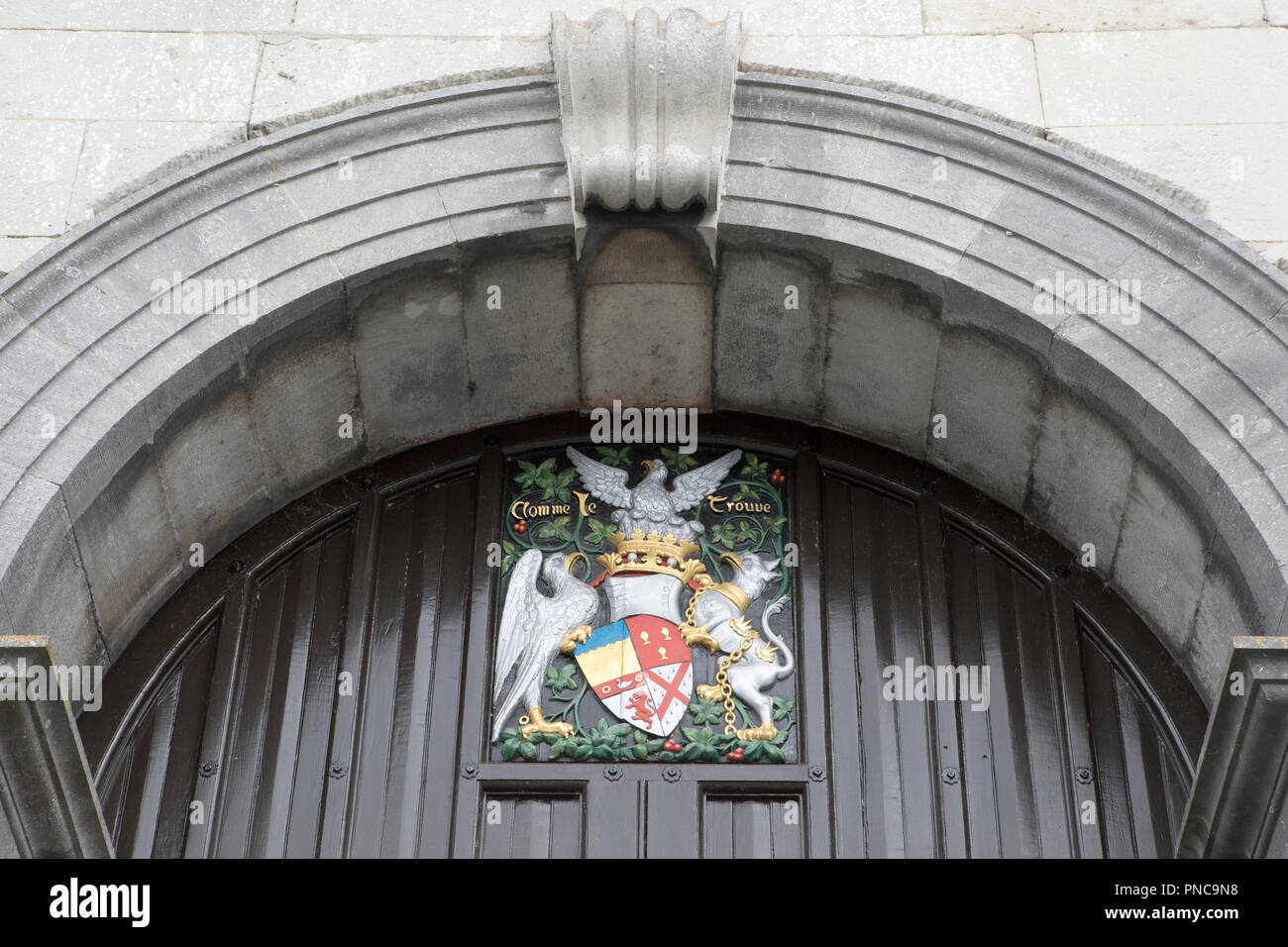 Kilkenny, Republic of Ireland - August 14th 2018: Coat of arms above ...