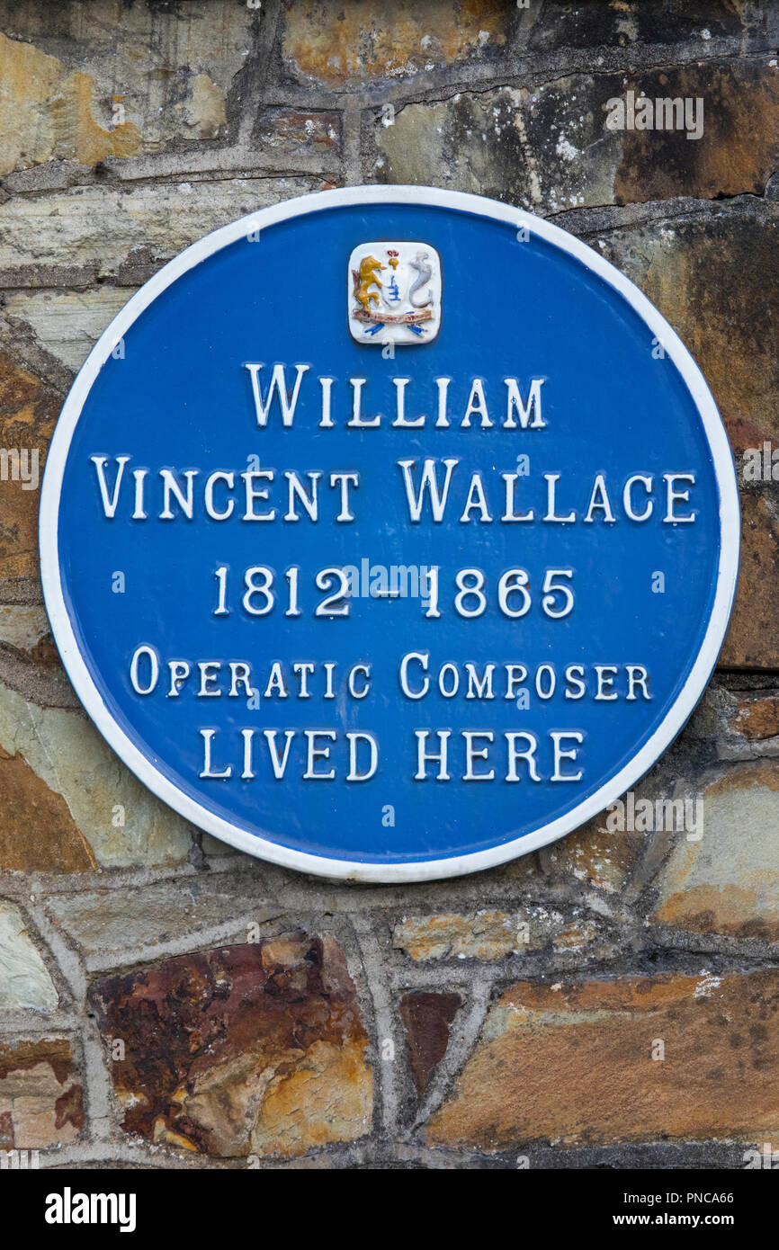 Waterford, Republic of Ireland - August 14th 2018: A blue plaque in the ...