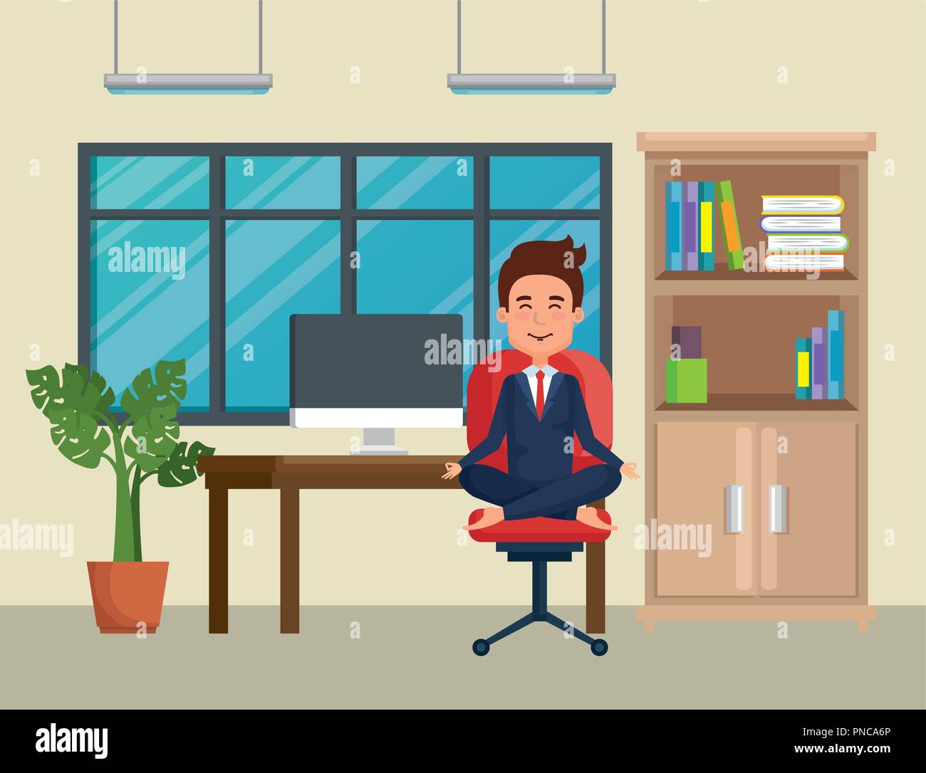 Office yoga desk Stock Vector Images - Alamy