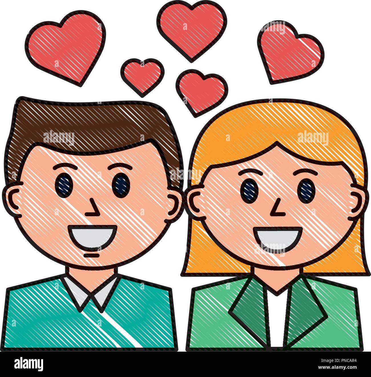 couple portrait character love hearts Stock Vector Image & Art - Alamy