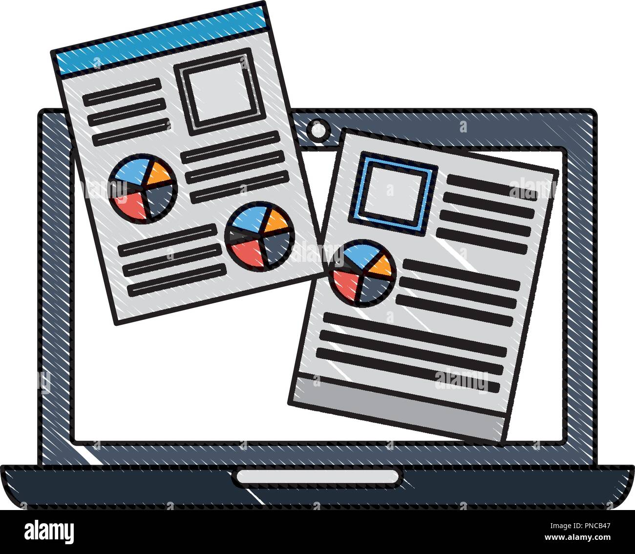 laptop computer document paper report Stock Vector Image & Art - Alamy