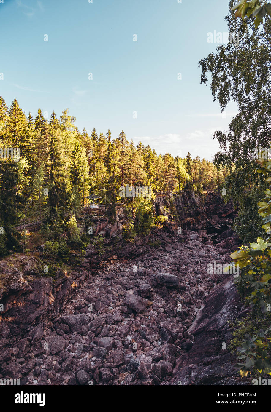 Riverbed at Vuoksi river in Imatra Finland on a sunny day Stock Photo ...