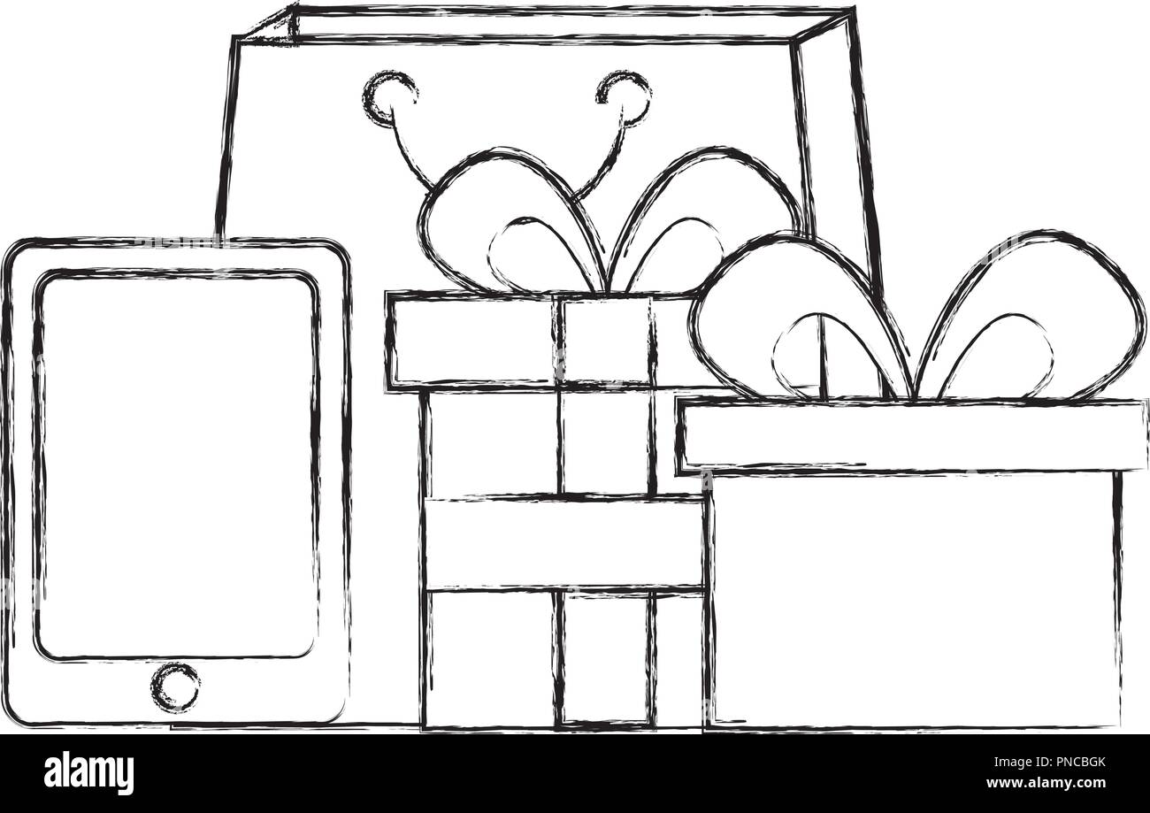 Gift boxes bag Black and White Stock Photos & Images - Alamy