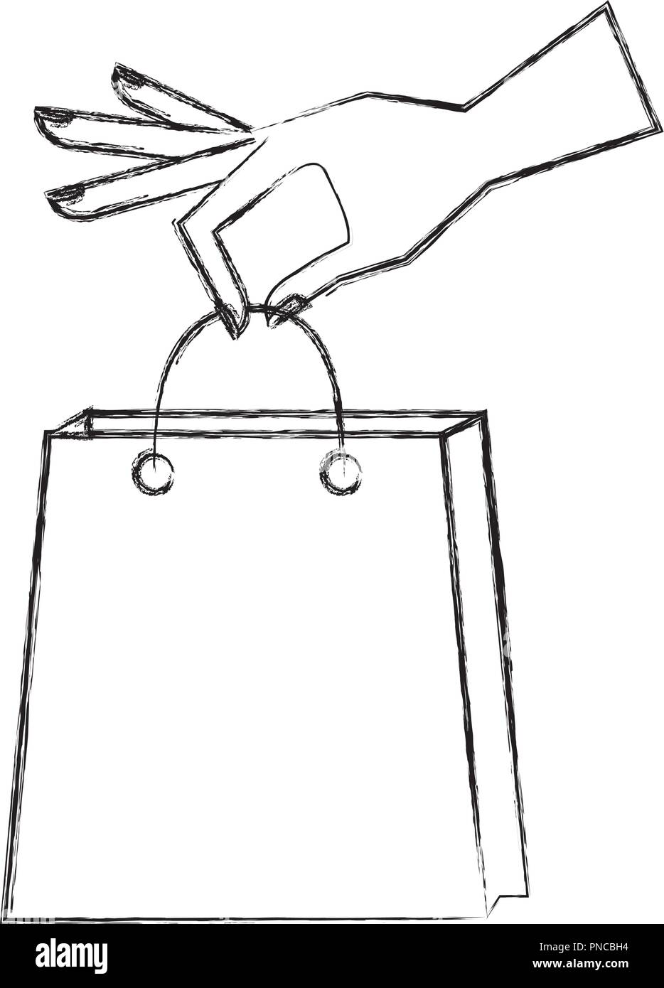 hand with shopping bag commercial icon Stock Vector Image & Art - Alamy