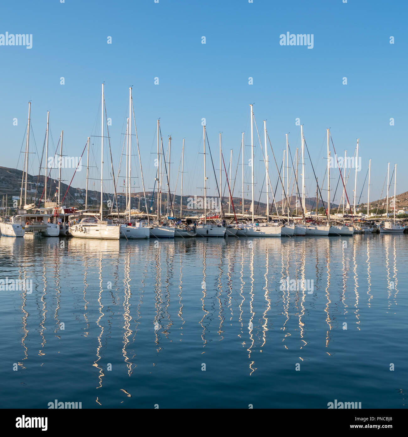 Marina port at Paros island in Greece Stock Photo - Alamy