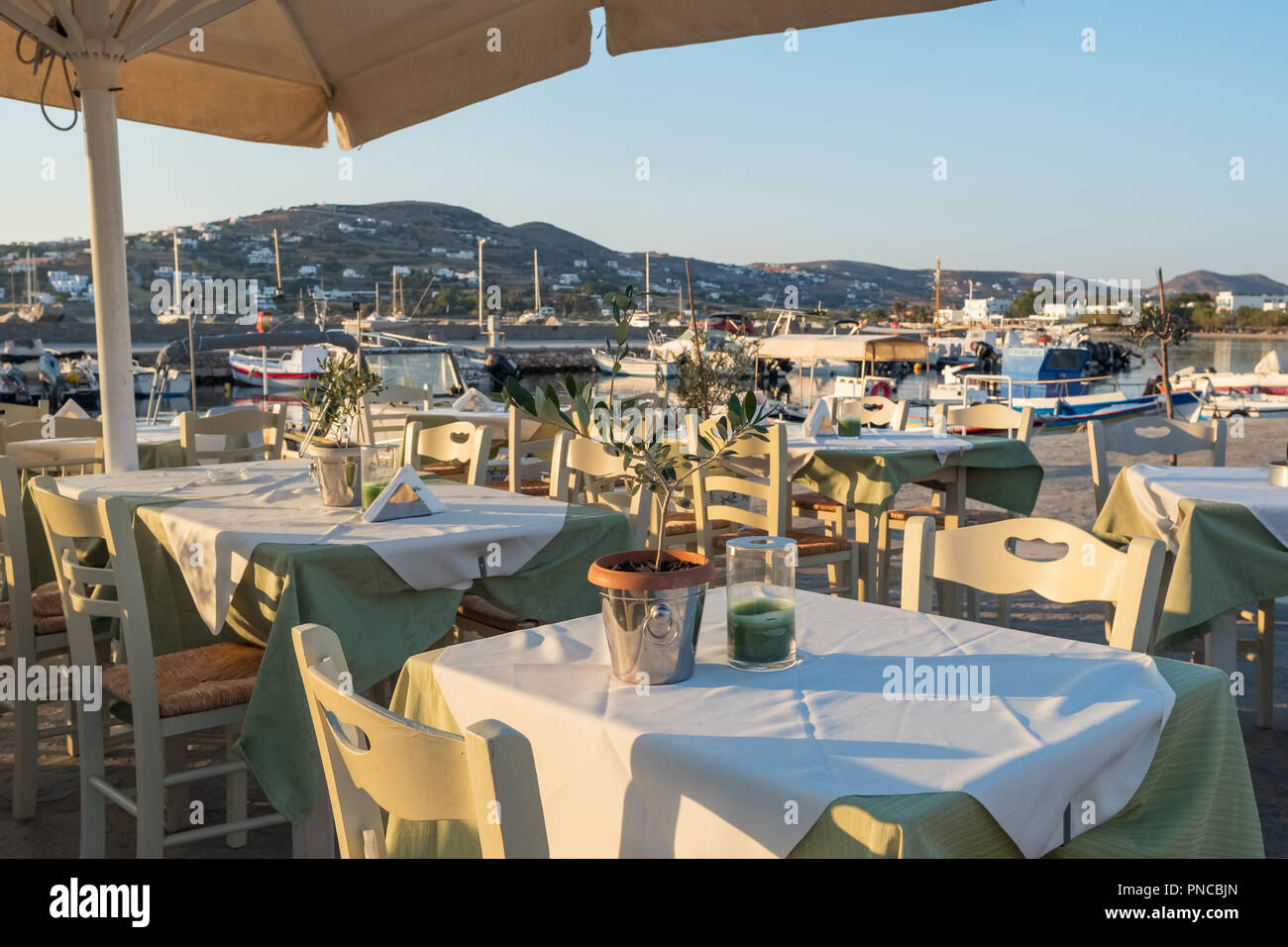 Greece seaside restaurant table hi-res stock photography and images - Alamy