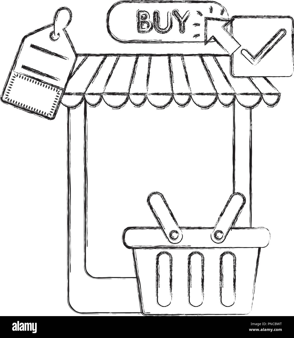 Tablet online shopping technology Black and White Stock Photos & Images ...