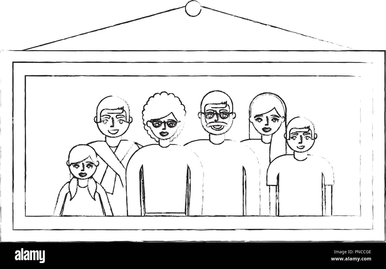 Happy family portrait grandparents Black and White Stock Photos ...