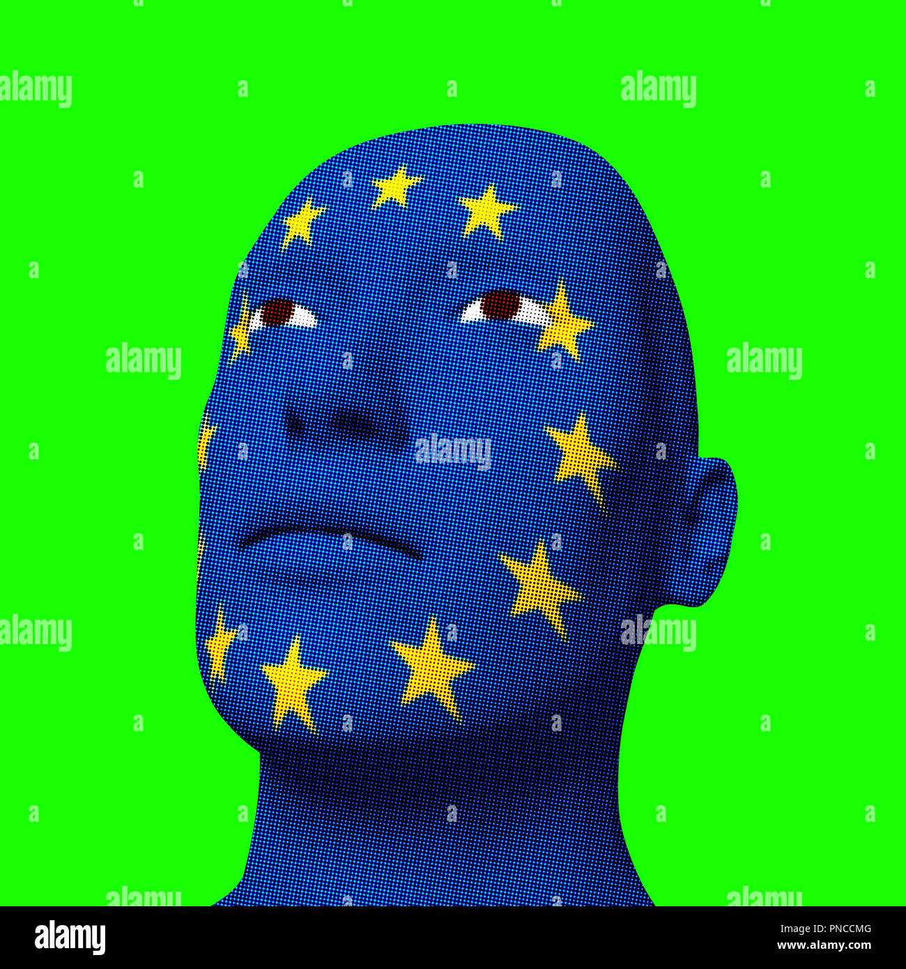 Illustration of face painted with the European Union flag. Concept of ...