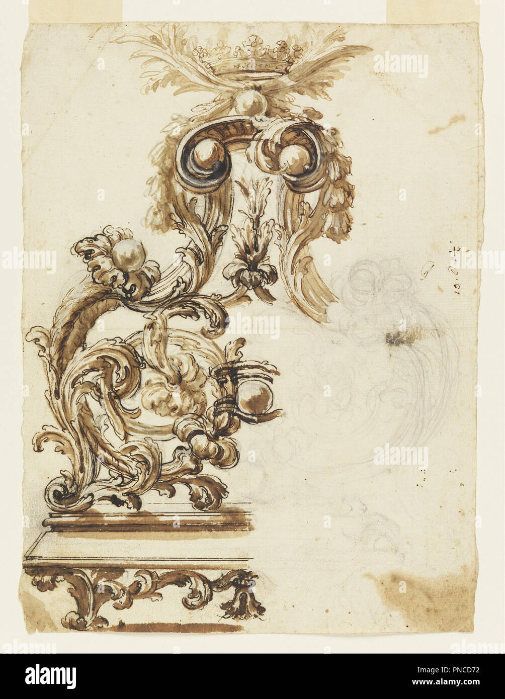 Design for a gilt bronze ornament this is a drawing hi-res stock ...