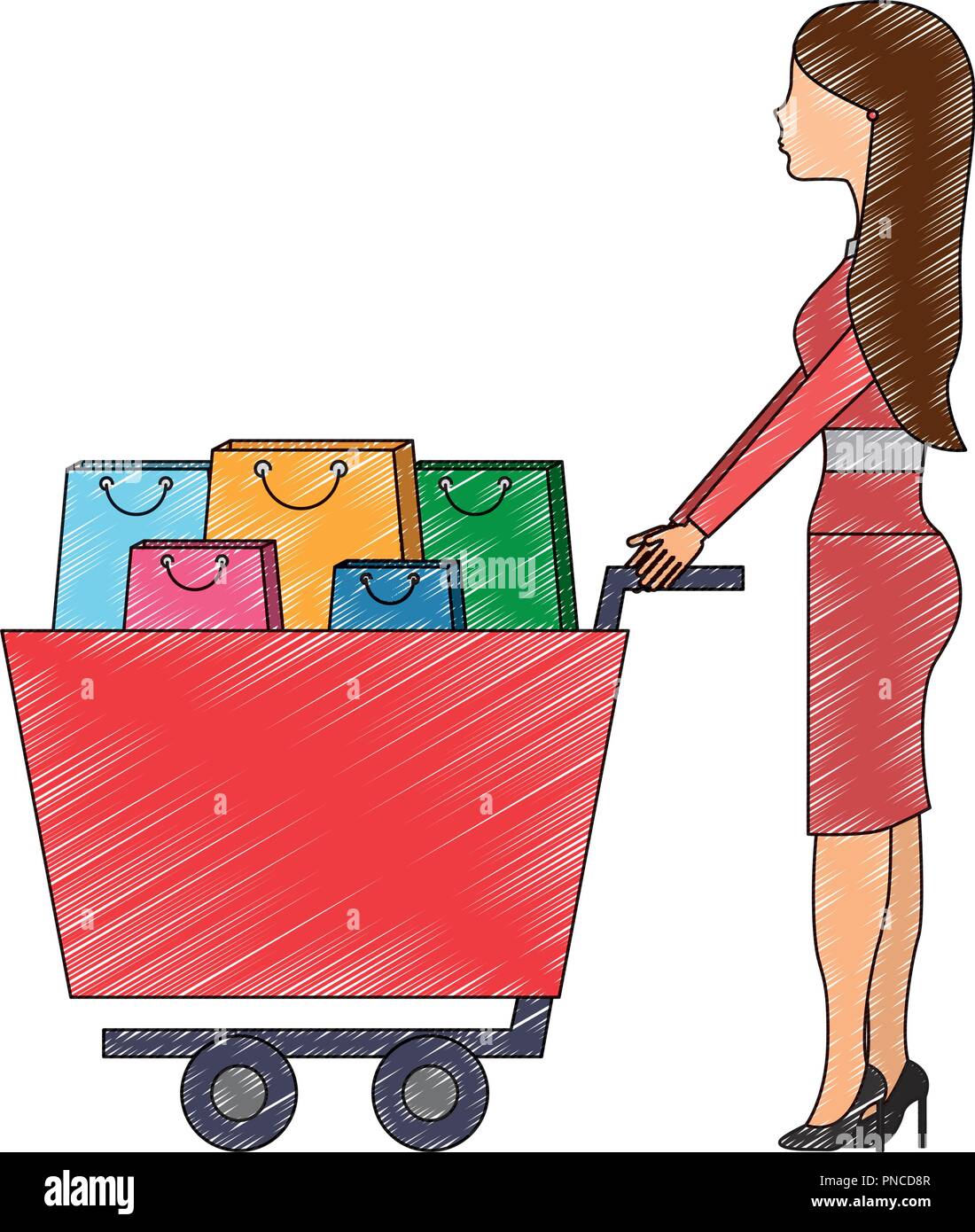 Lady trolley bag illustration Stock Vector Images - Alamy