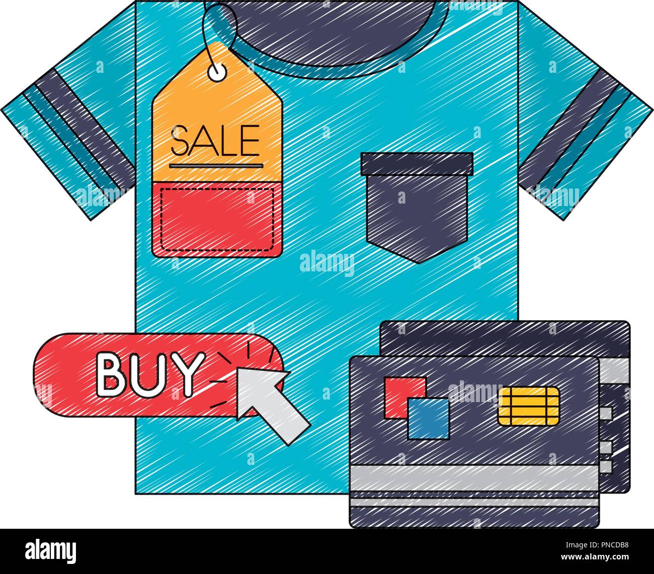 shirt male with cursor and credit card Stock Vector Image & Art - Alamy
