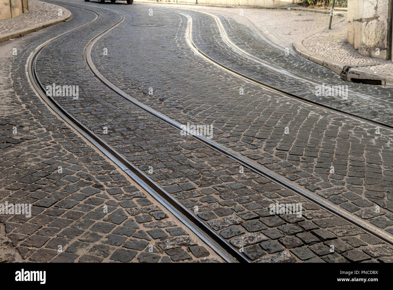 Tram tram railway railway tram cobble stone hi-res stock photography ...