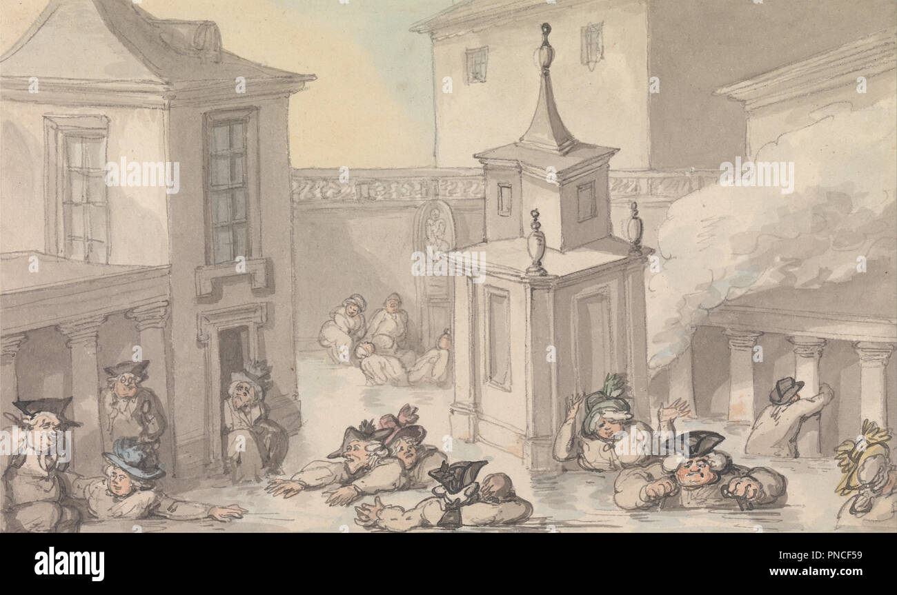 Comforts of Bath: The Bath. Date/Period: 1798. Drawing. Watercolor with ...