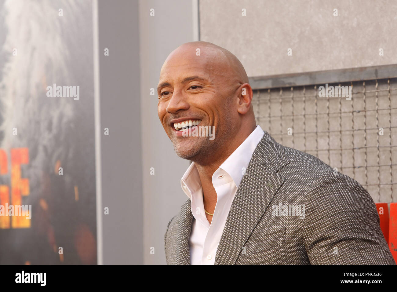 Dwayne Johnson at the Premiere of Warner Bros' "Rampage" held at the ...
