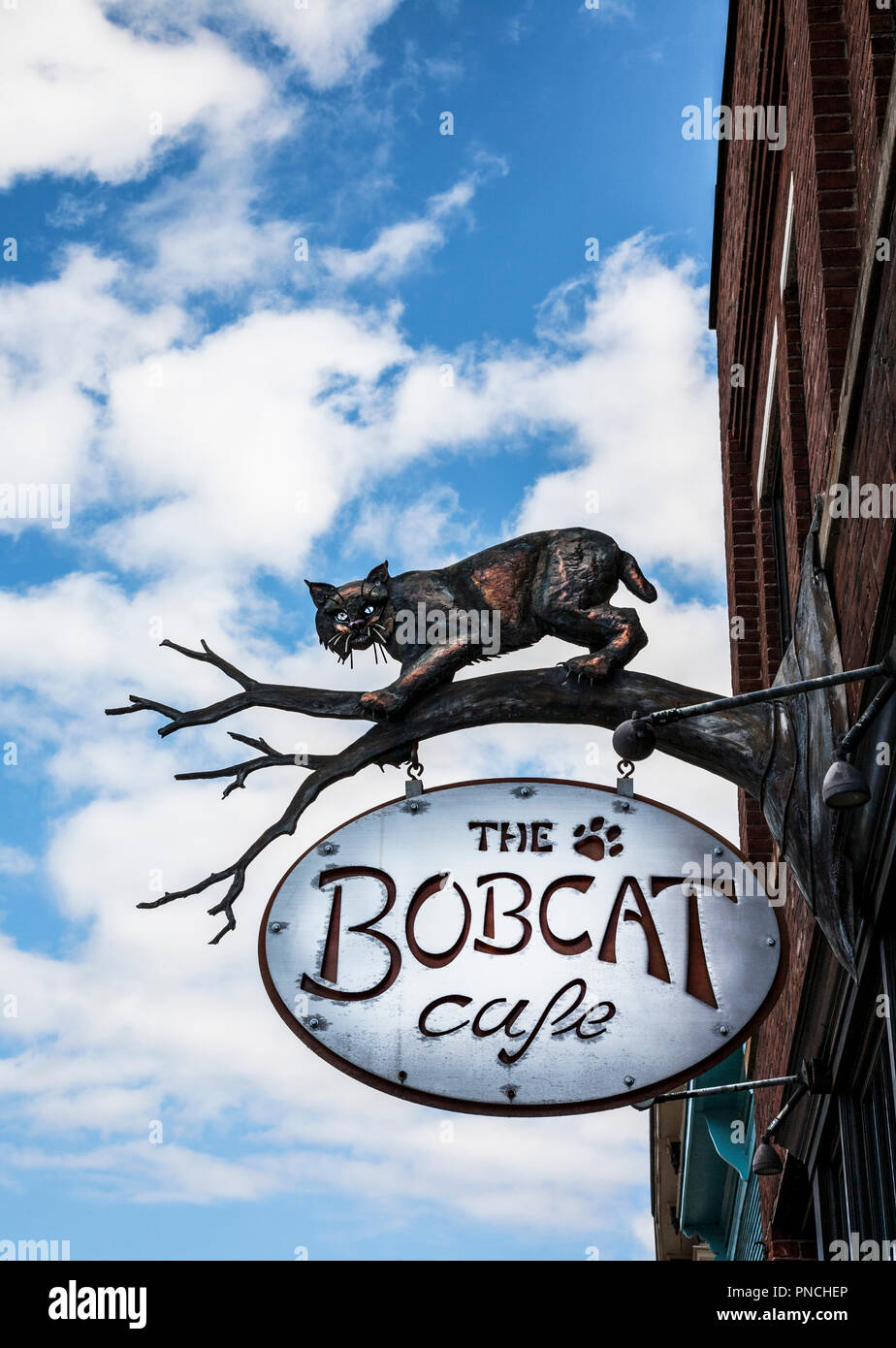 The Bobcat Cafe sign , creative advertisement, Bristol, Vermont, USA ...