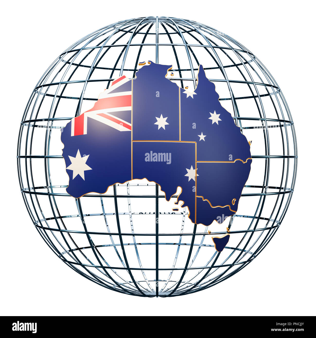 Australian map on the Earth Globe. 3D rendering isolated on white ...