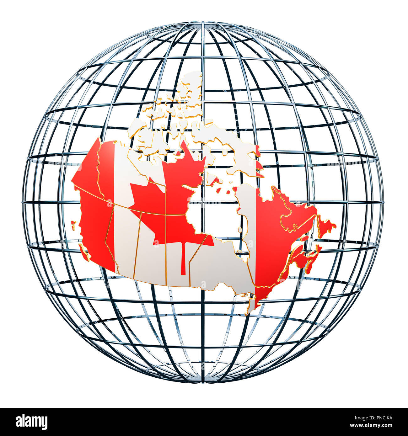 Canadian map on the Earth Globe. 3D rendering isolated on white ...