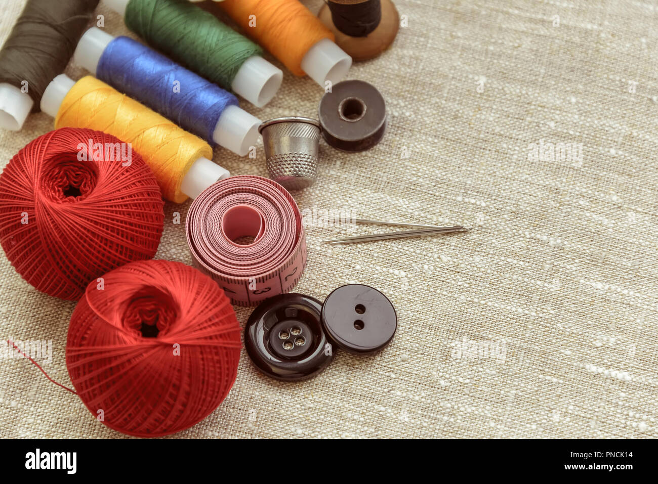 composition of seamstress, tailor, thread for sewing and for knitting ...