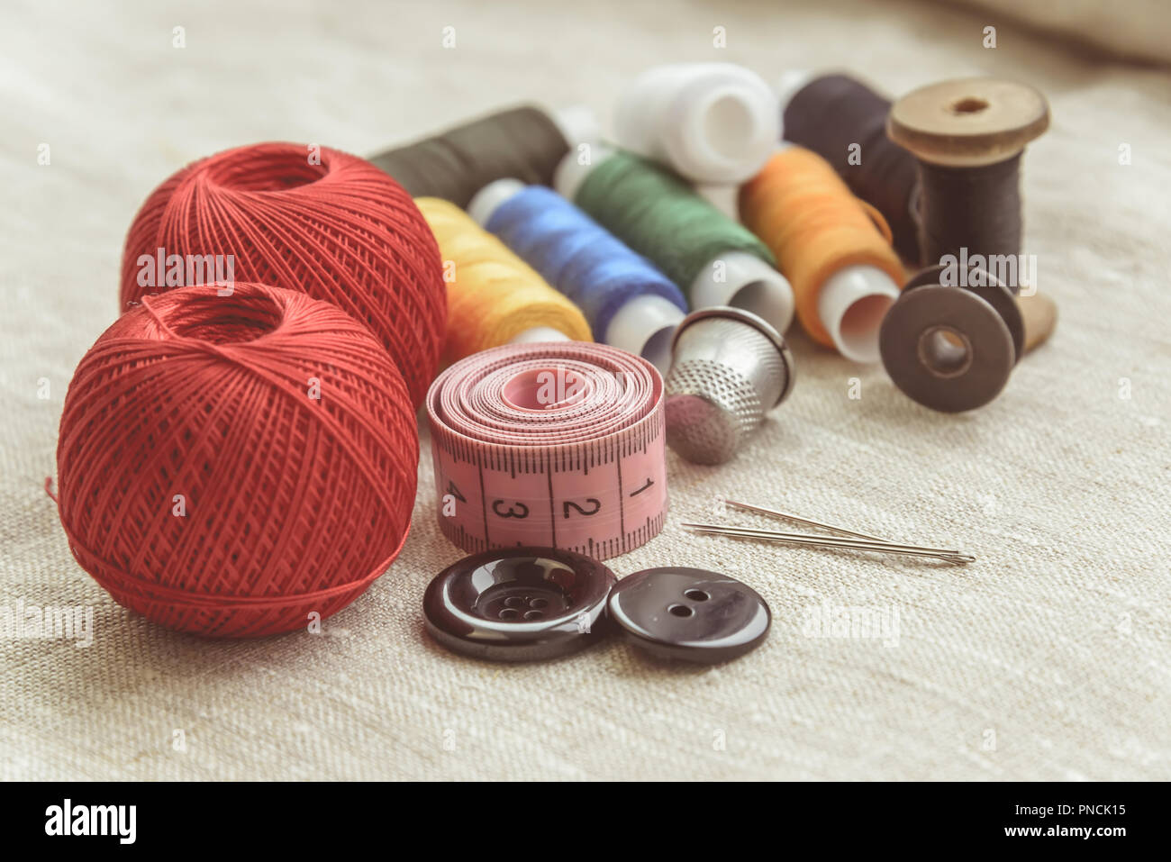 composition of seamstress, tailor, thread for sewing and for knitting ...