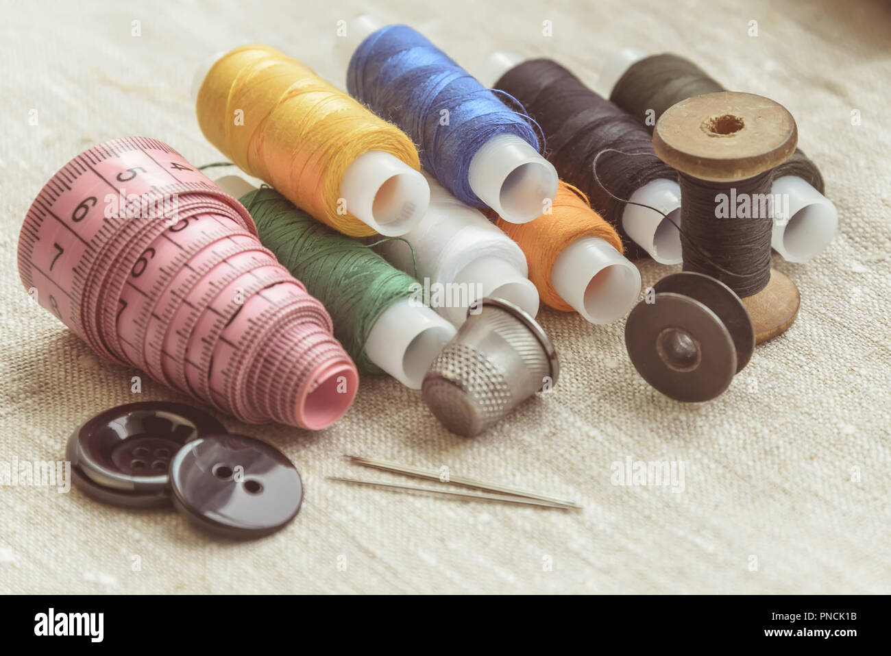 composition of seamstress, tailor, thread for sewing and for knitting ...
