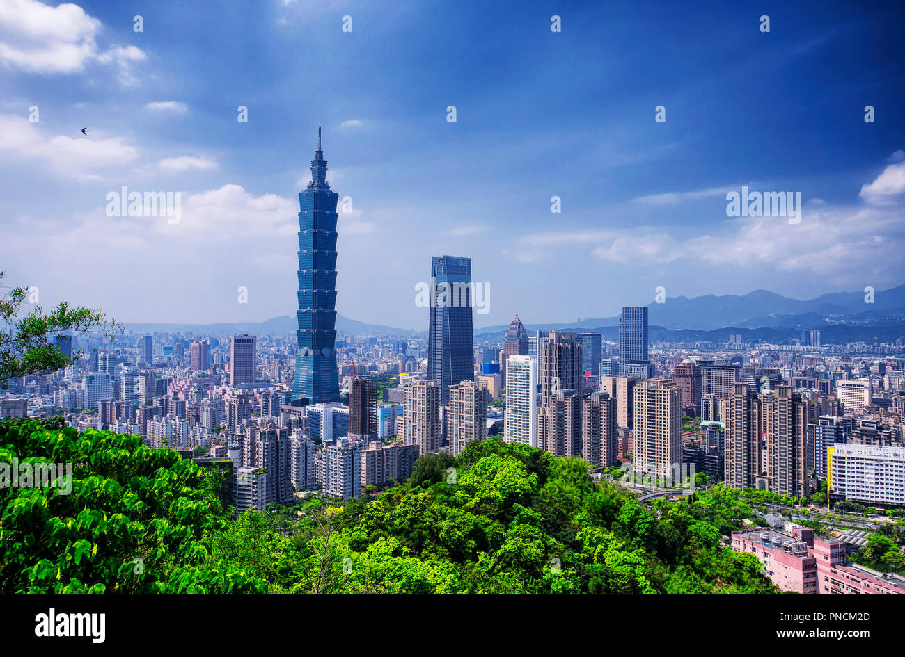 The Taipei 101 landmark building rising above generic architecture in ...