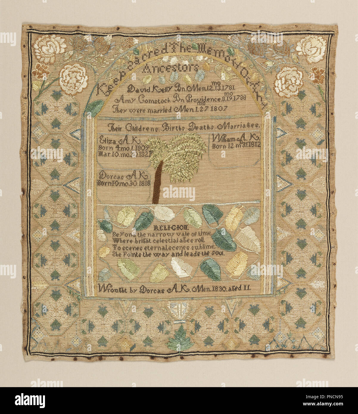 Family register sampler. Date/Period: 1830. Family register sampler ...