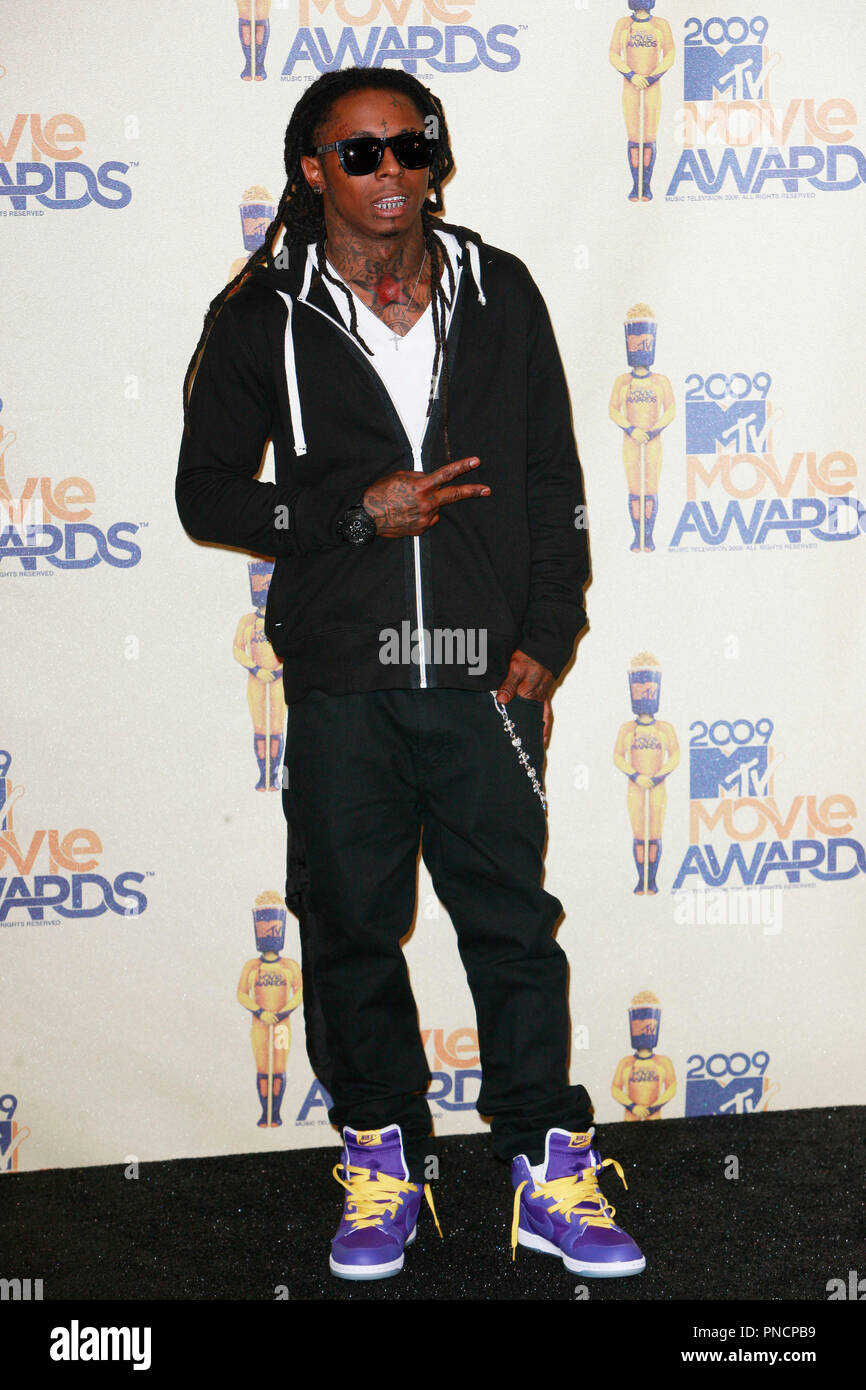 Lil Wayne in the press room at the 2009 MTV Movie Awards held at the ...