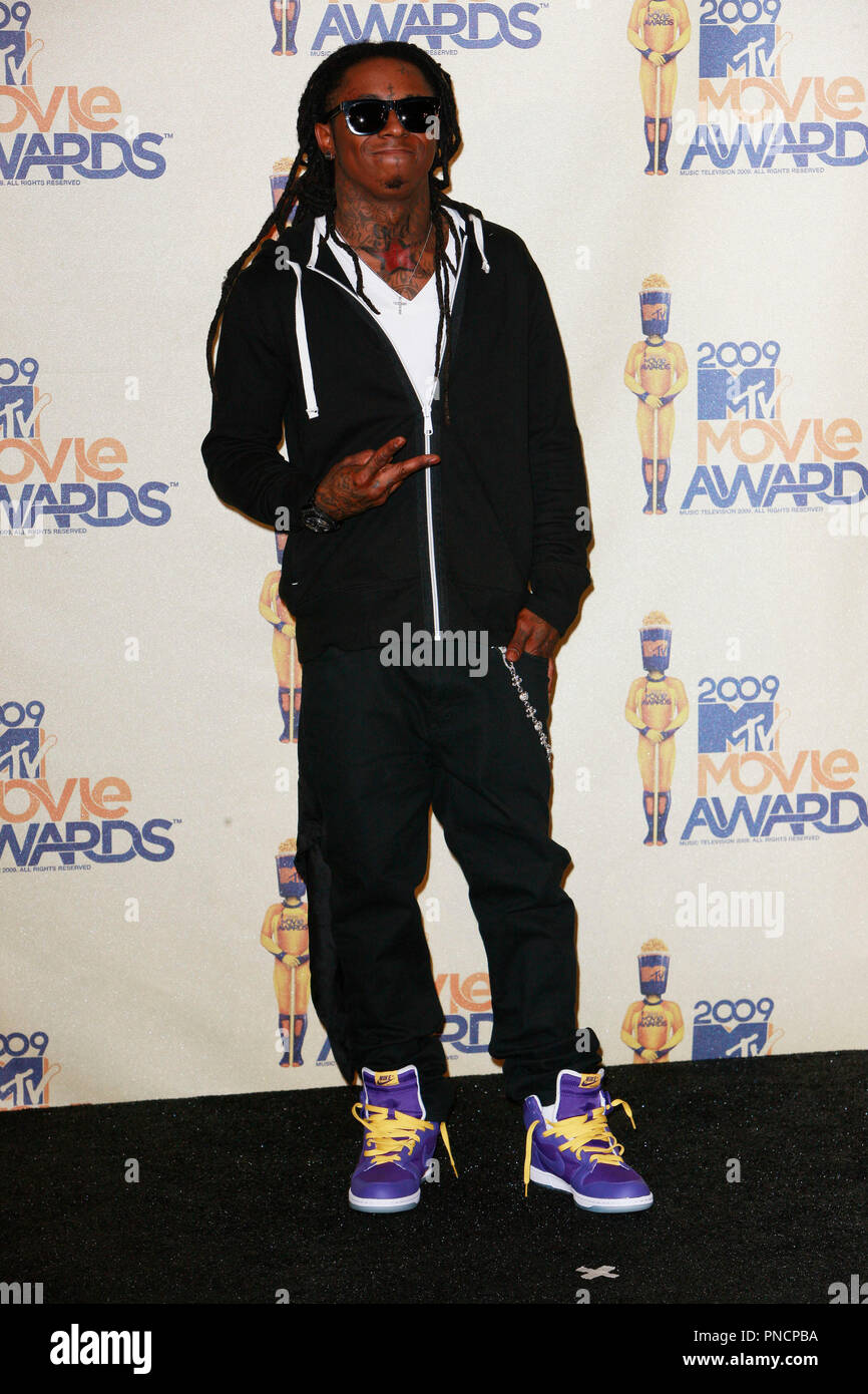 Lil Wayne in the press room at the 2009 MTV Movie Awards held at the ...