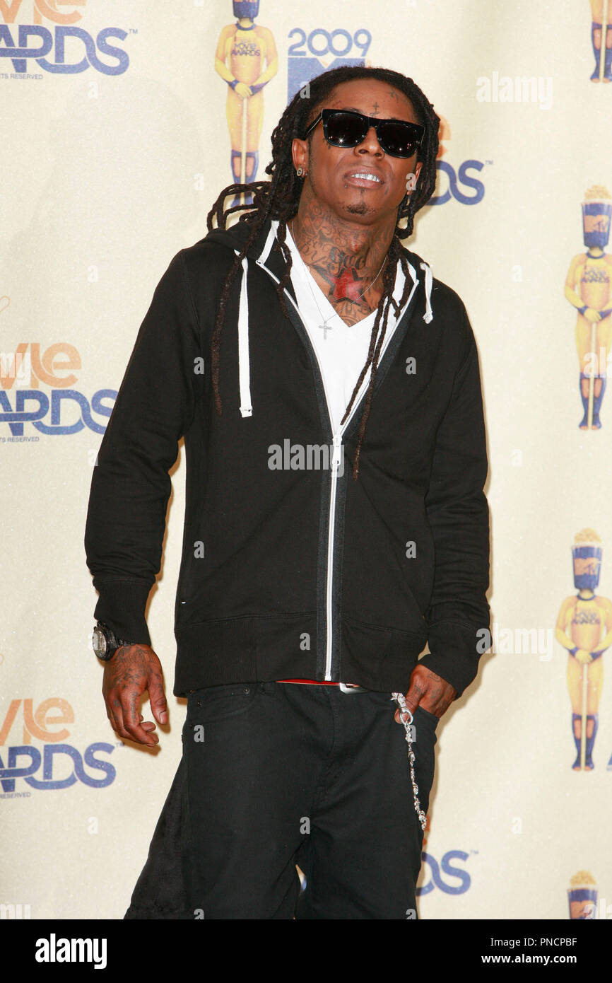 Lil Wayne in the press room at the 2009 MTV Movie Awards held at the ...