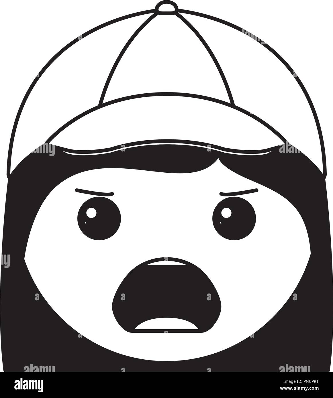 cartoon woman angry head kawaii character Stock Vector Image & Art - Alamy