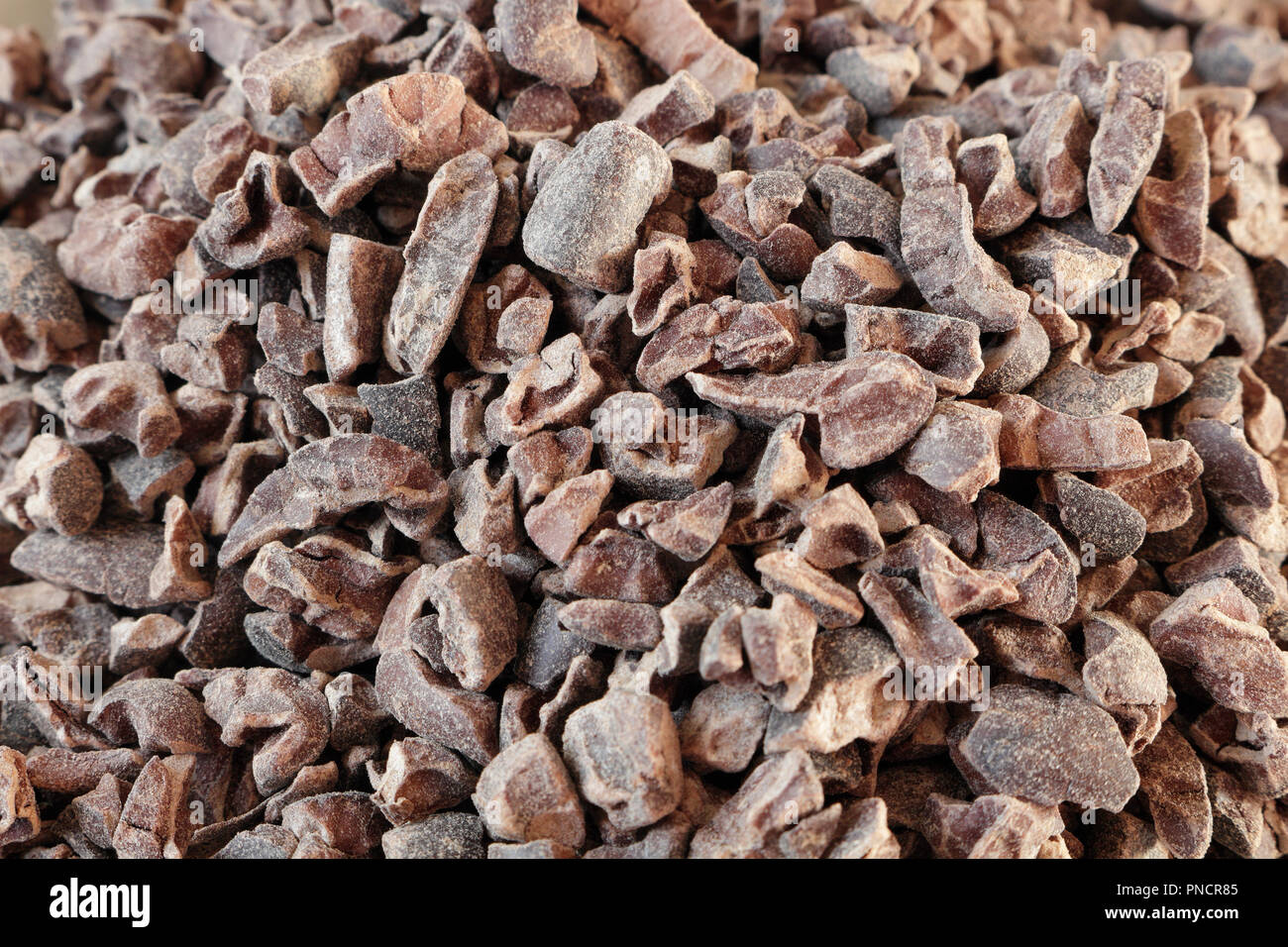 Closeup of Cocao nibs pile of raw chocolate pieces Stock Photo - Alamy