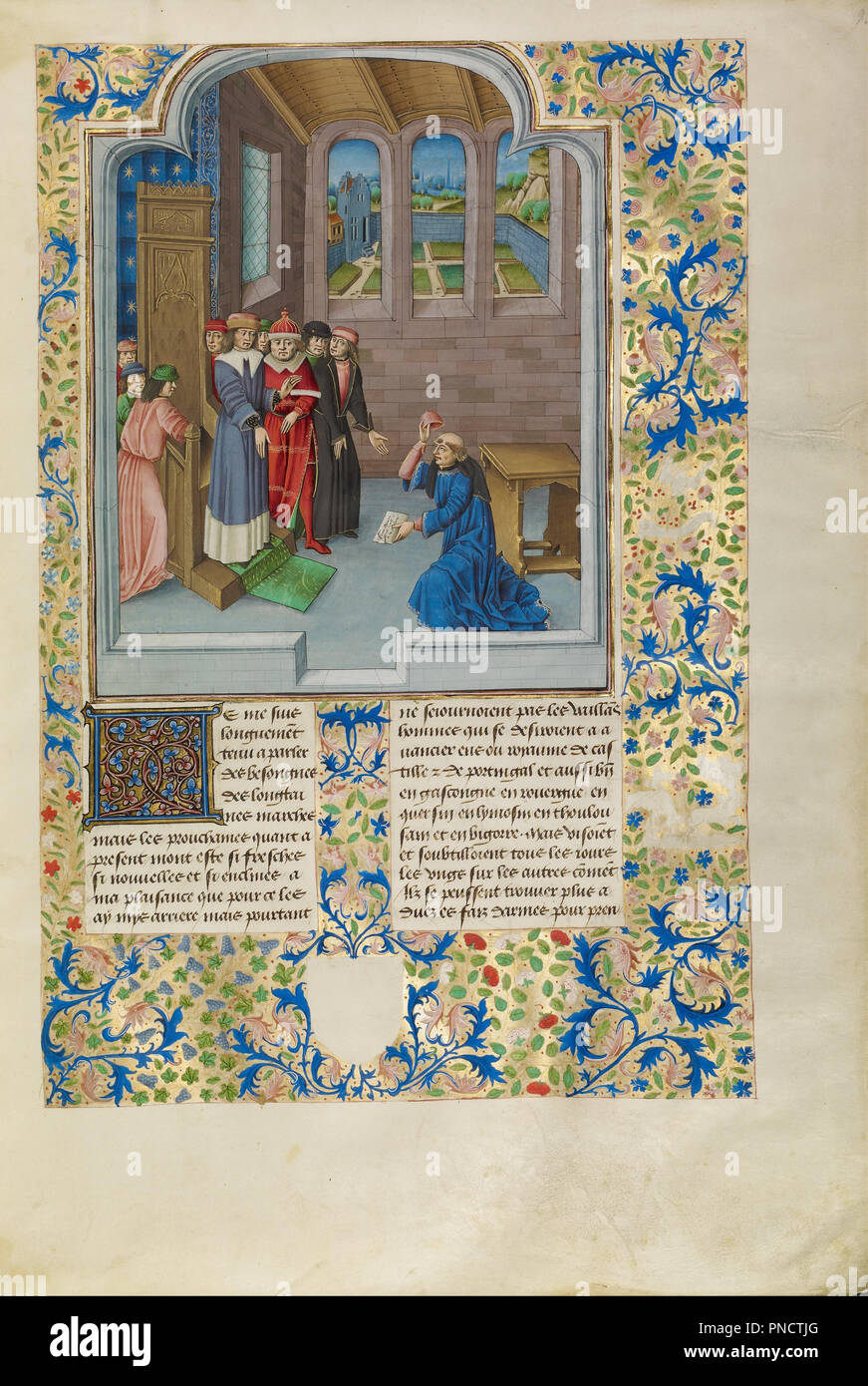 Froissart Kneeling before Gaston Phébus, Count of Foix. Date/Period: Ca ...