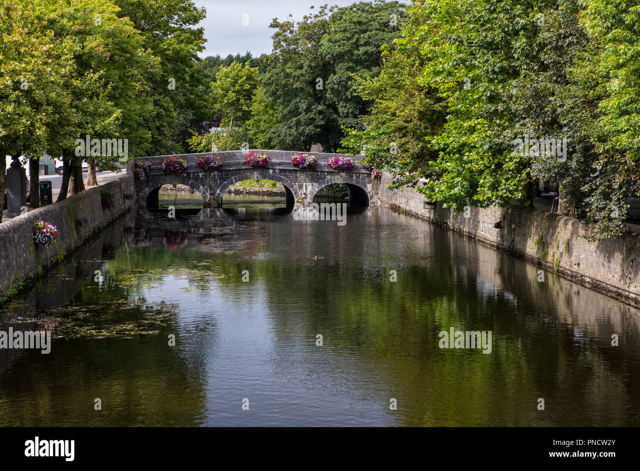 A bridge over the Carrowbeg River in the town of Westport, County Mayo ...