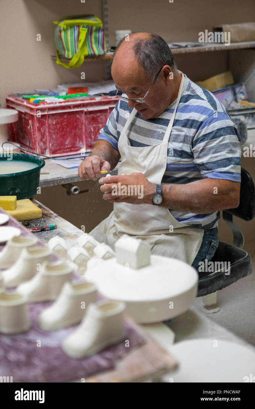 Belleek, Northern Ireland - August 22nd 2018: A craftsman working on ...