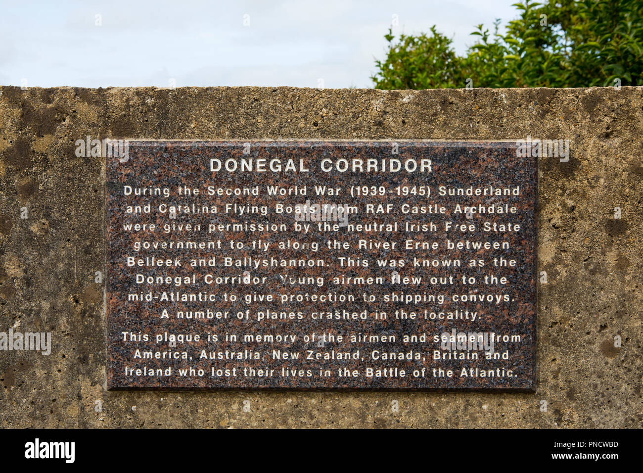 Belleek, Northern Ireland - August 22nd 2018: A memorial plaque on the ...