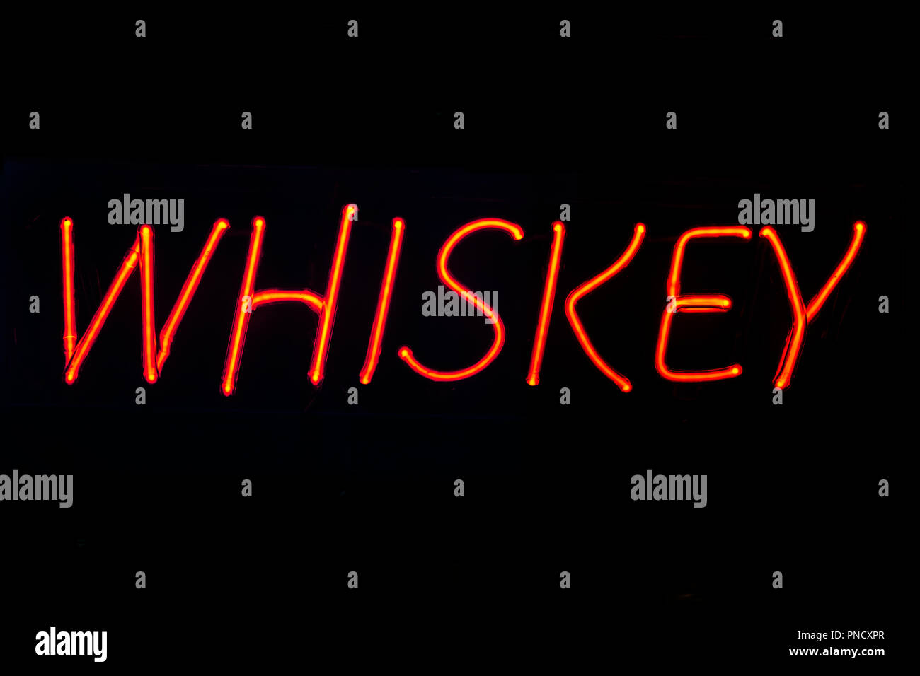 A red neon Whiskey sign Stock Photo - Alamy