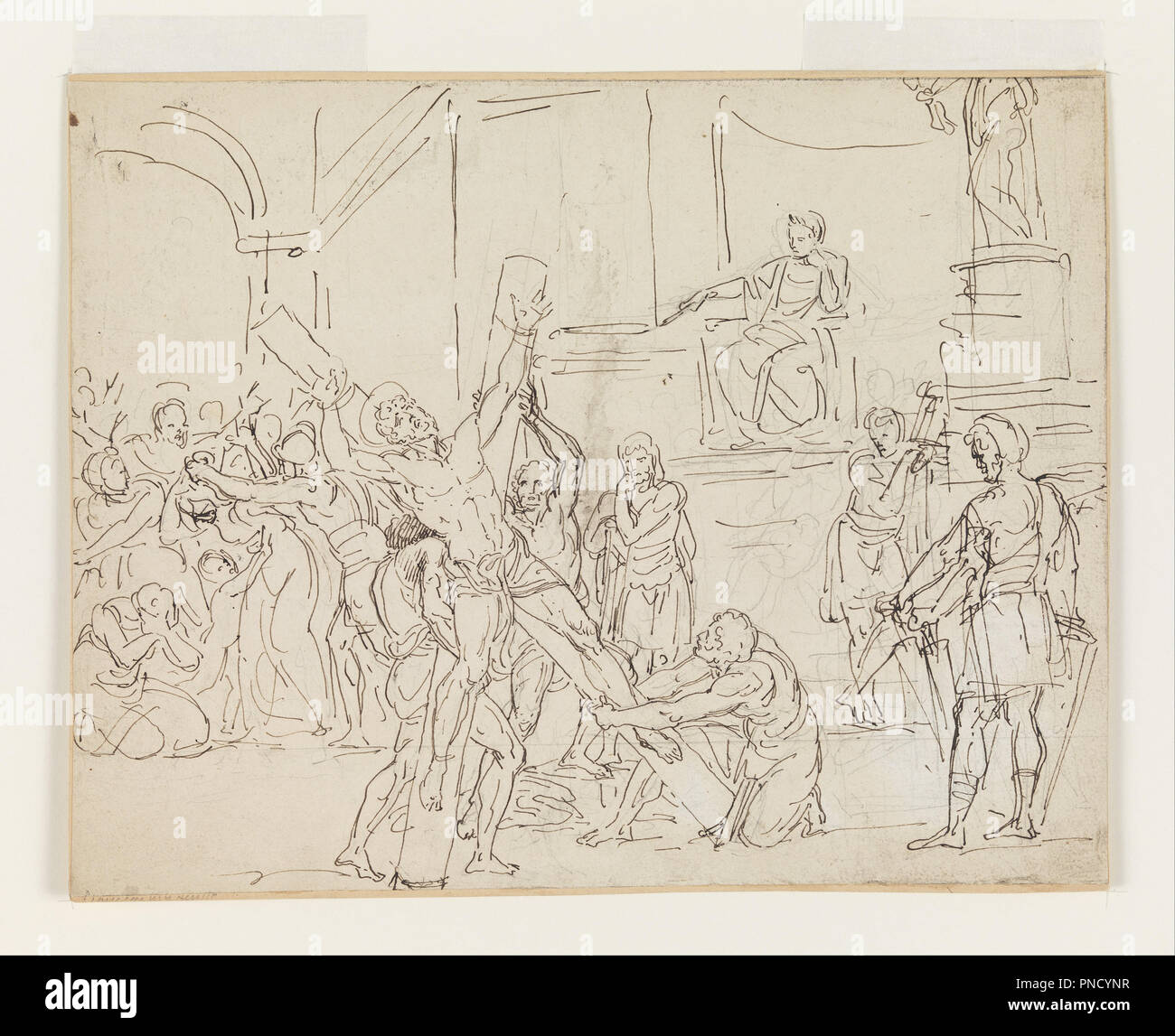 Martyrdom of St. Andrew. Date/Period: 1825-50. Drawing. Pen and brown ...