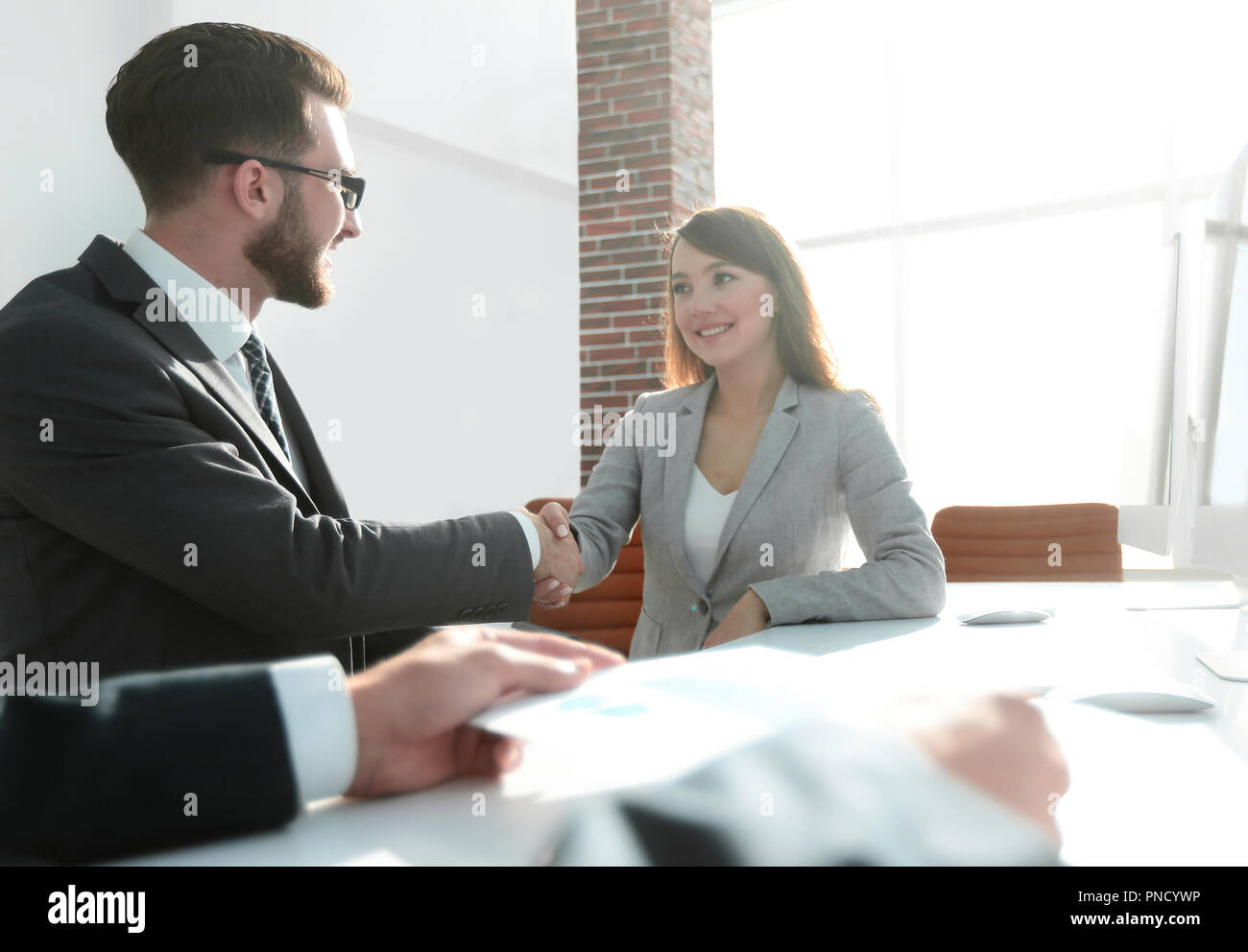 background image .business handshake in an office Stock Photo - Alamy