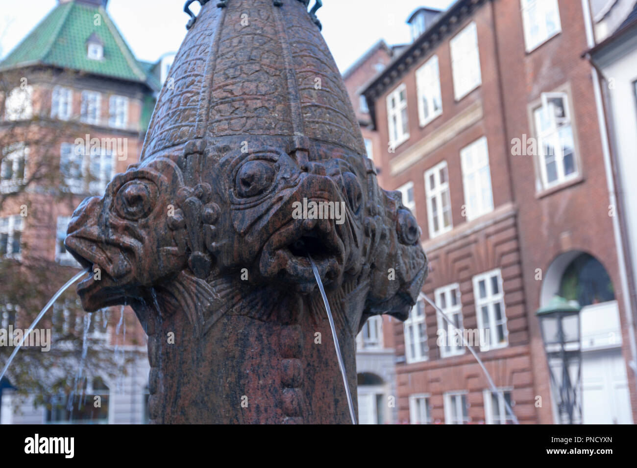 Water fountain with fish heads in Vandkunsten, Copenhagen, Denmark Stock Photo - Alamy