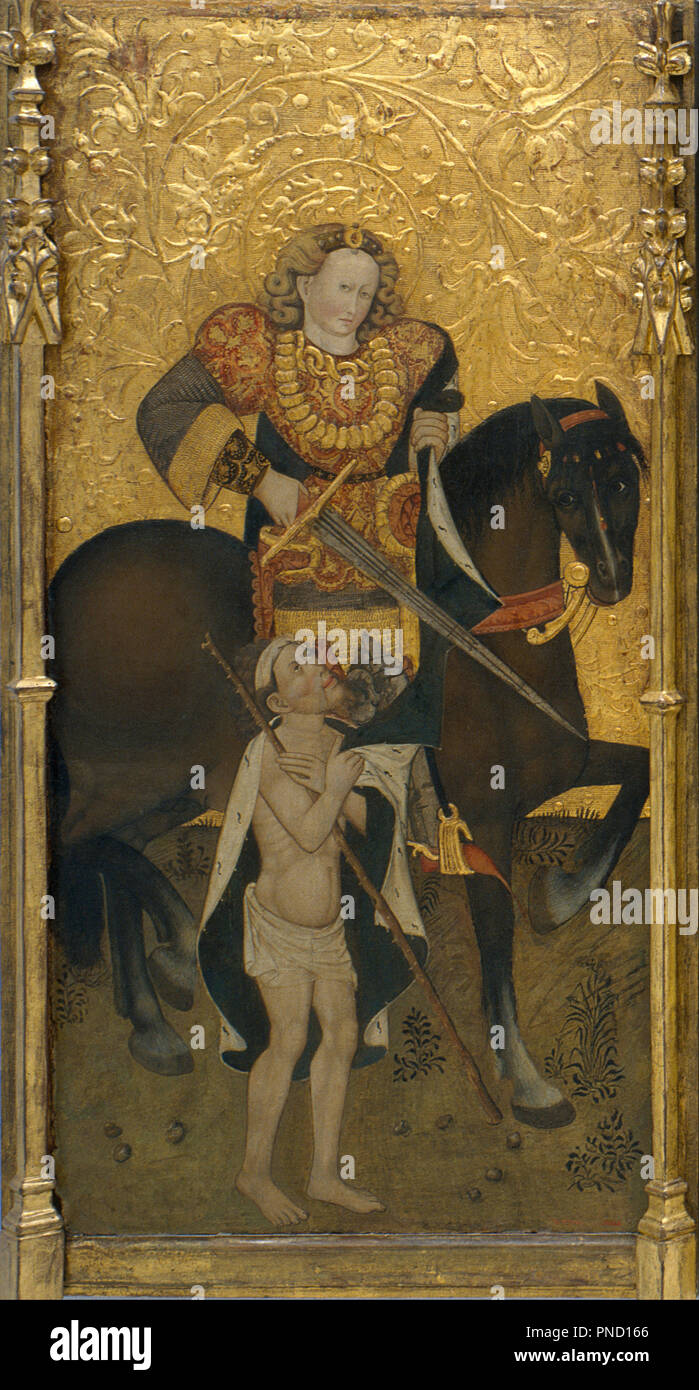Saint Martin Sharing his Cloak. Date/Period: Ca. 1450. Painting ...