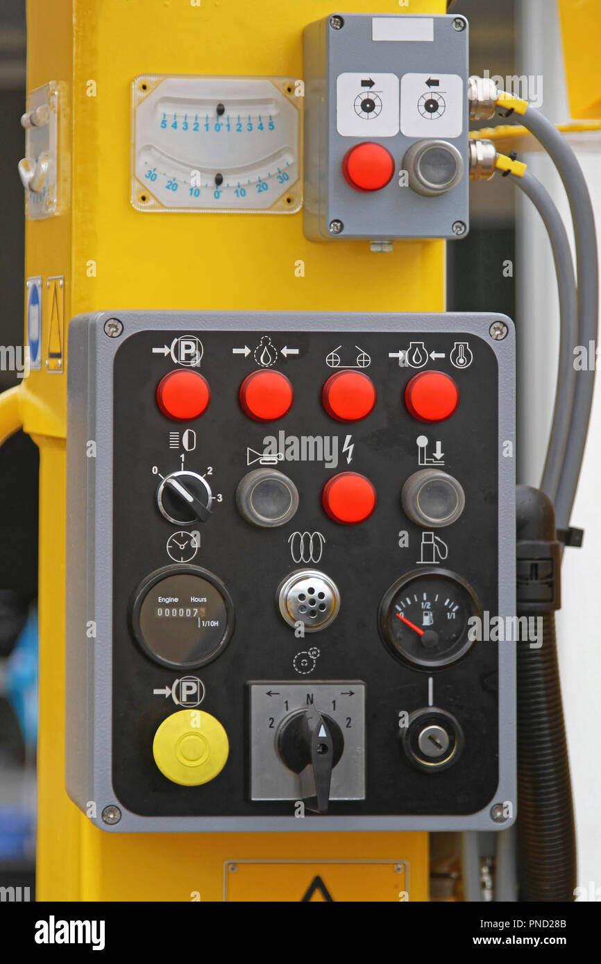 Control Panel and Info Board for Construction Machinery Stock Photo - Alamy