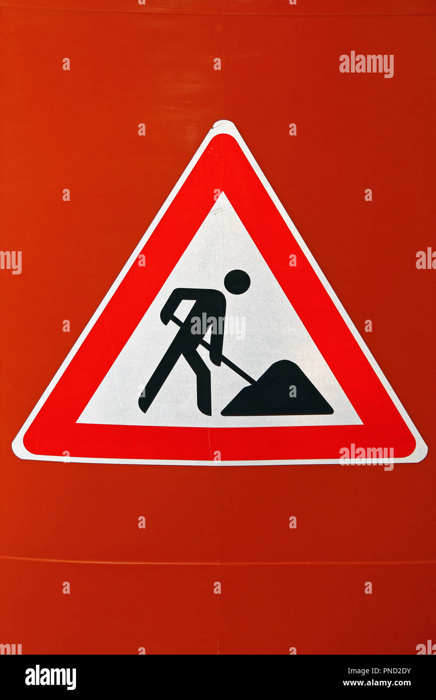 Road works traffic sign hi-res stock photography and images - Alamy