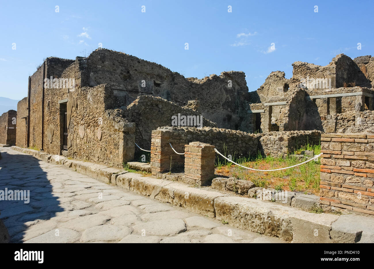 Ruins of the ancient roman city of Pompeii, which was destroyed by the ...