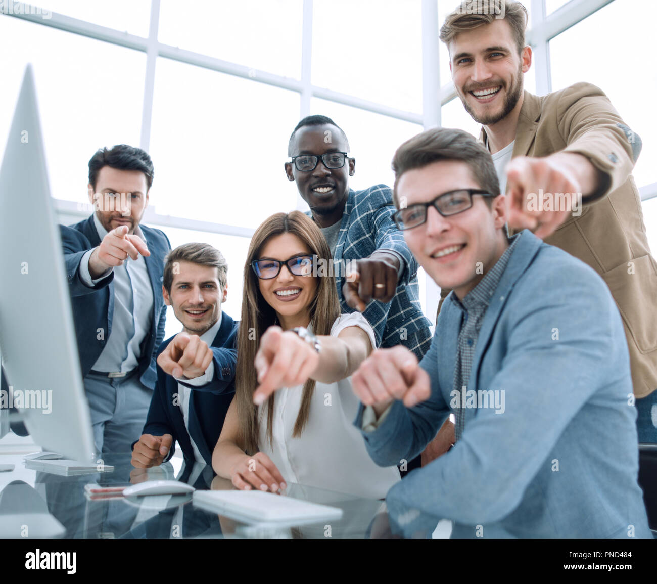 happy business team pointing at you Stock Photo - Alamy