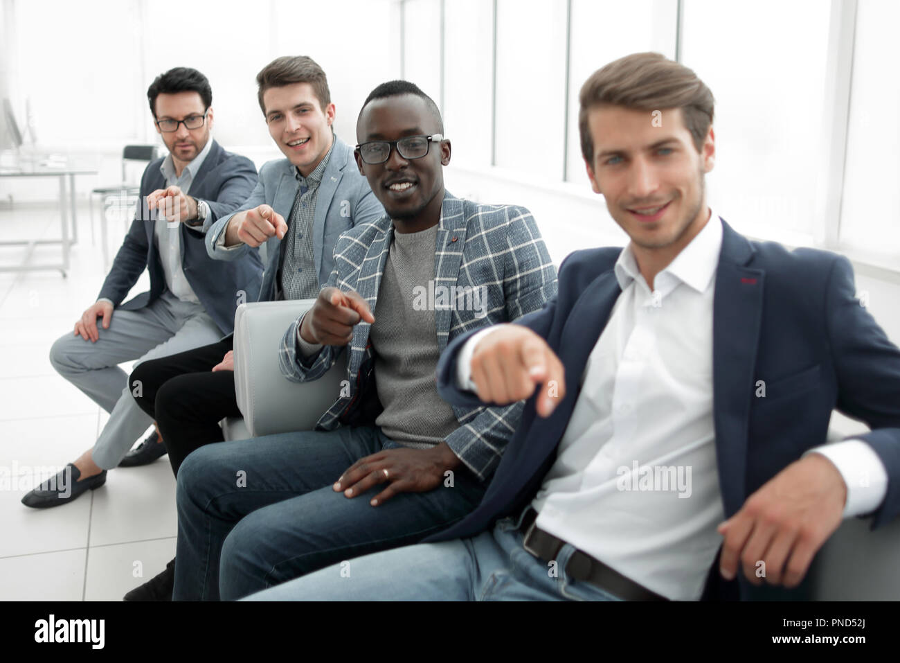 group of young people pointing at you Stock Photo - Alamy